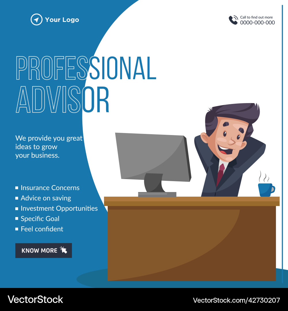 Banner design of professional advisor Royalty Free Vector