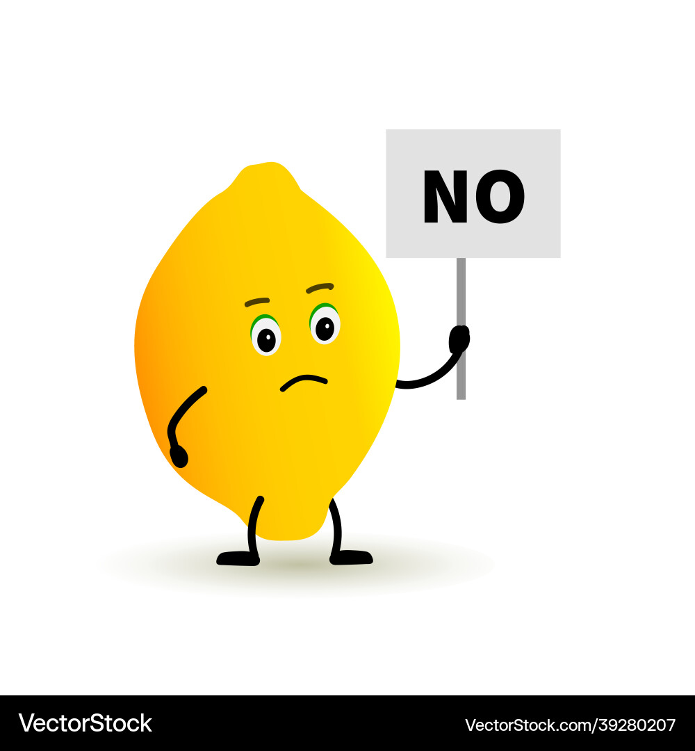 Cartoon character lemon holding a sign Royalty Free Vector