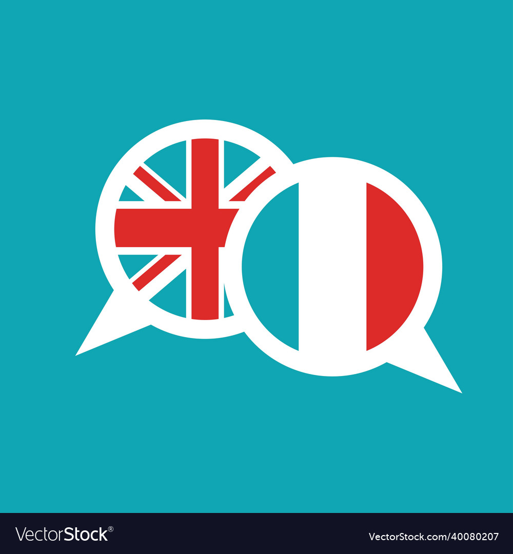 Chat speech bubbles with english and french flags Vector Image