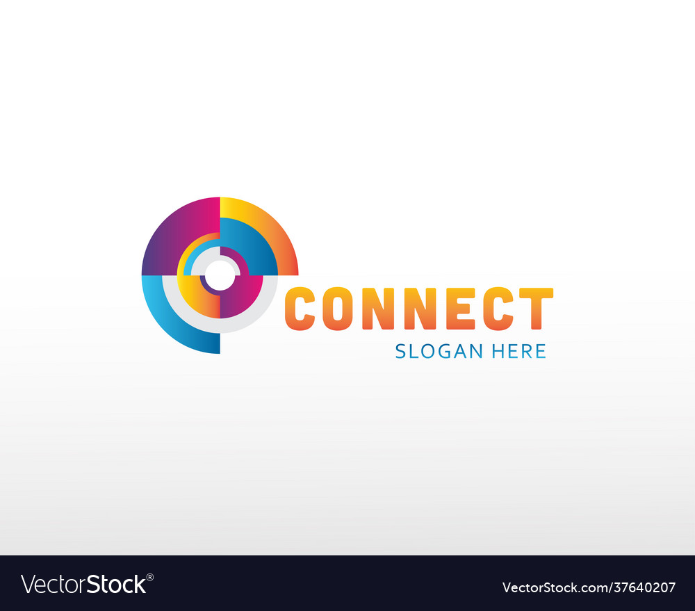 Connect logo tech pixel camera Royalty Free Vector Image