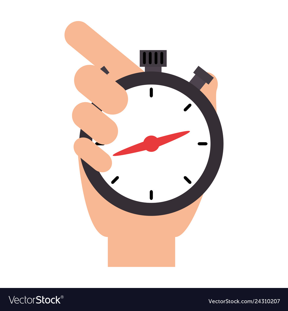 Hand with chronometer timer Royalty Free Vector Image