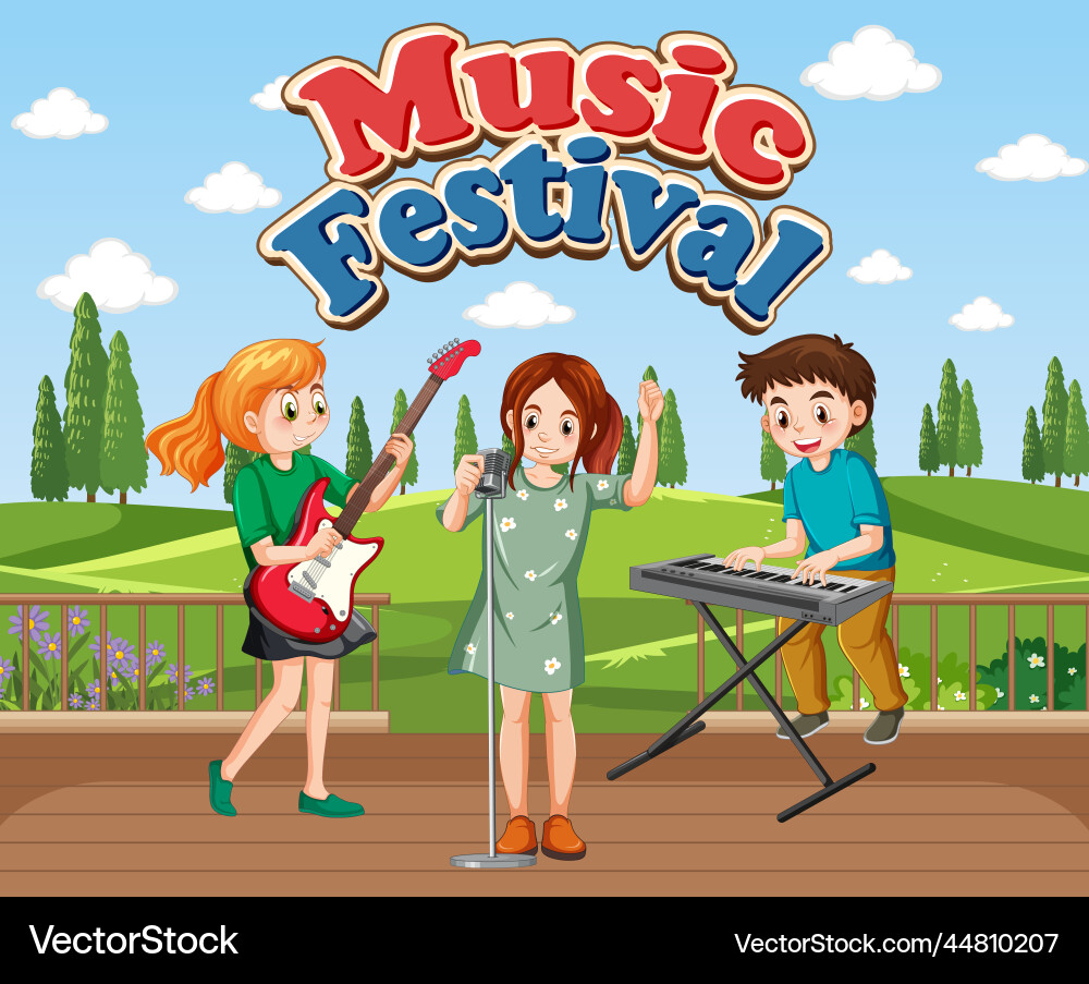 Kids music band at park Royalty Free Vector Image