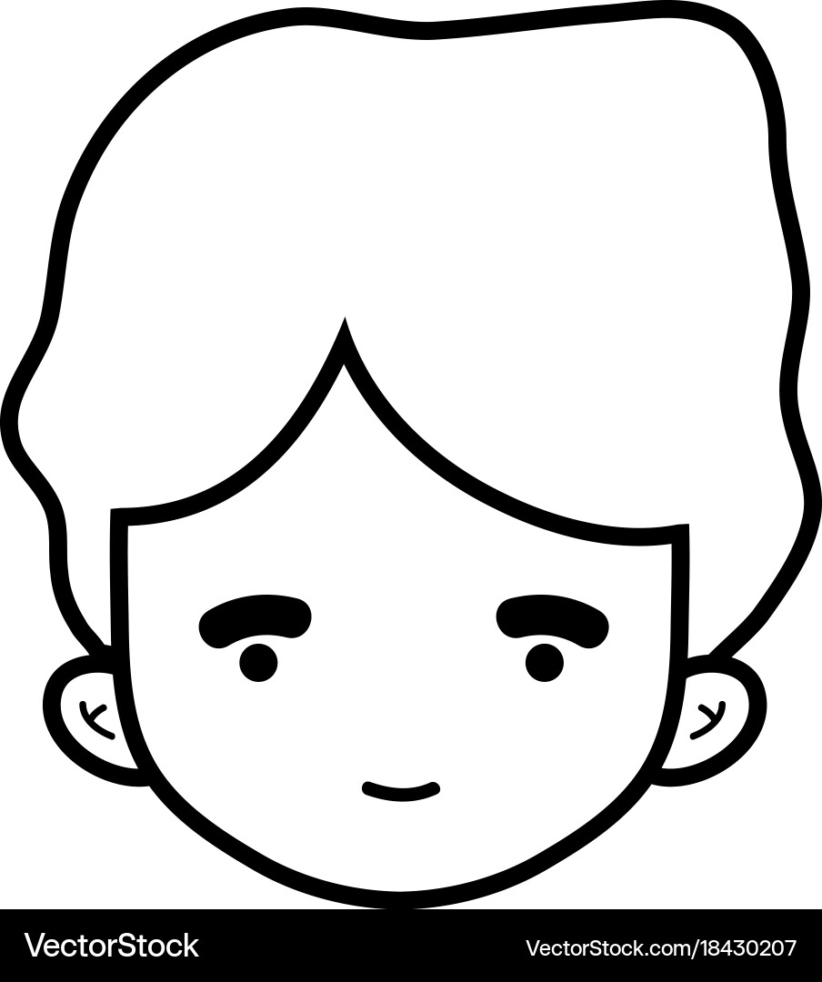 Line avatar boy head with hairstyle design Vector Image