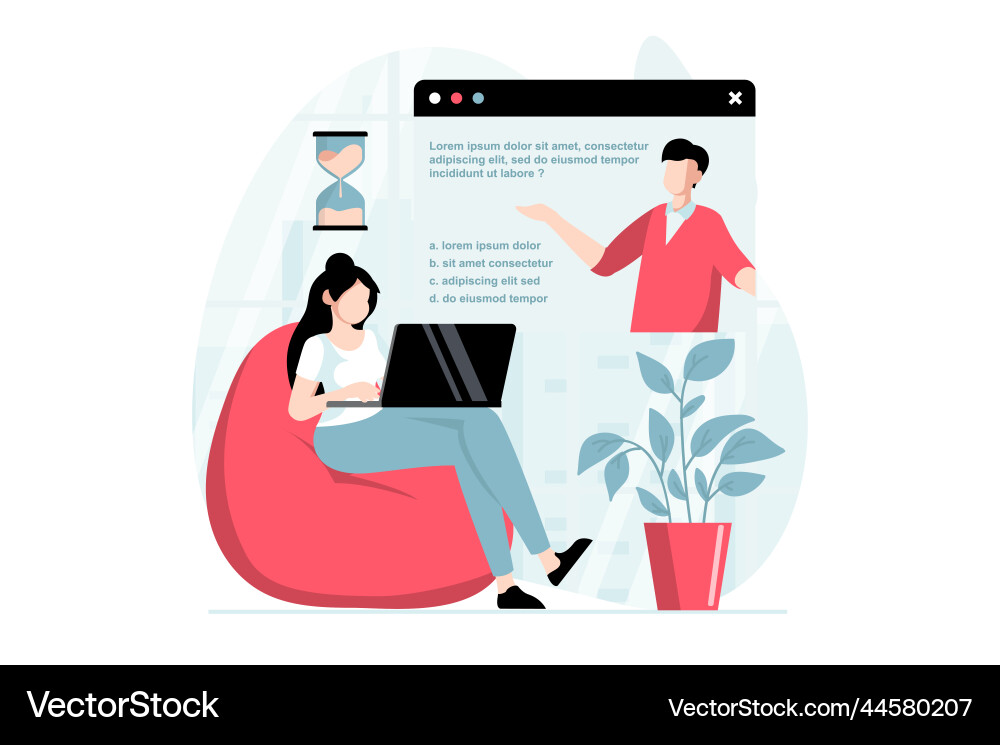 Online survey concept with people scene in flat Vector Image