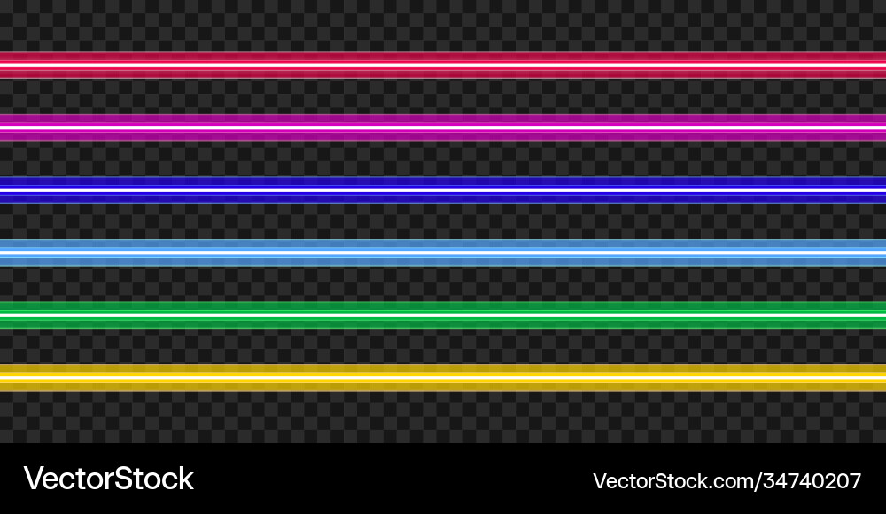 Realistic led strip set colorful neon illuminated Vector Image