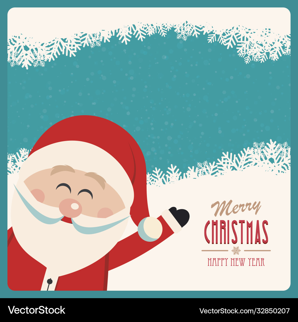 Santa claus wave side vintage winter background Vector Image