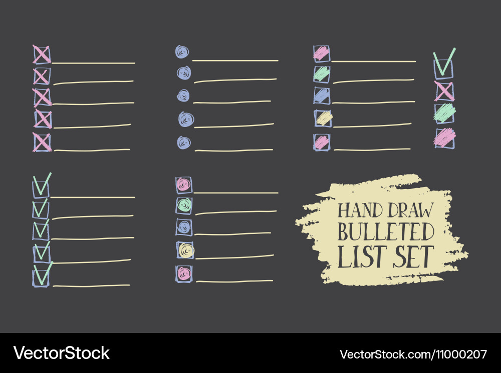 Set of insulated bulleted lists Royalty Free Vector Image