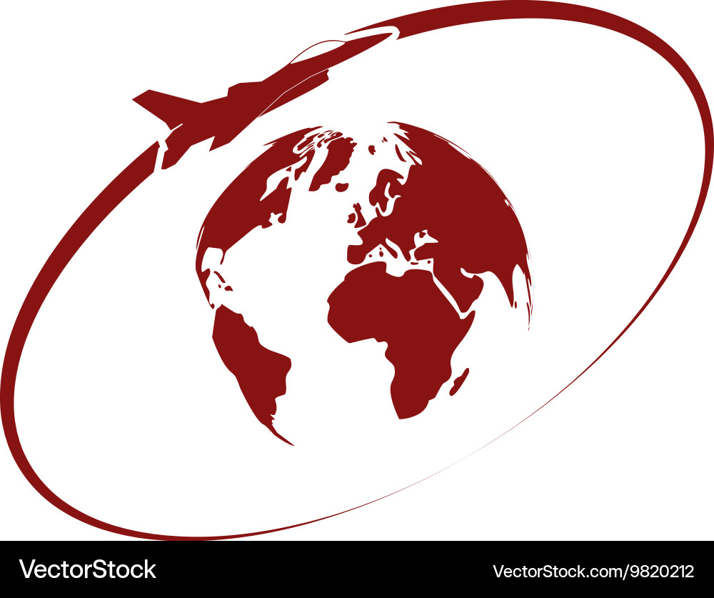 Airplane fly around the planet earth logo Vector Image