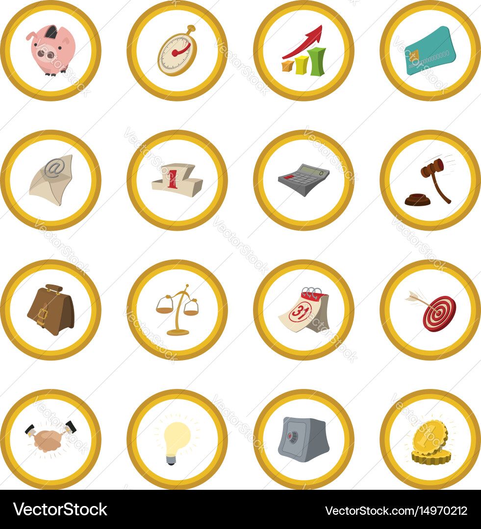 Cartoon business icon circle Royalty Free Vector Image