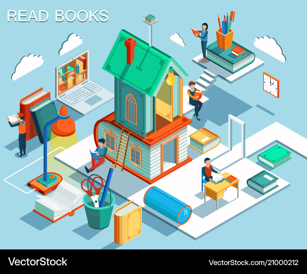 Concept of reading books Royalty Free Vector Image