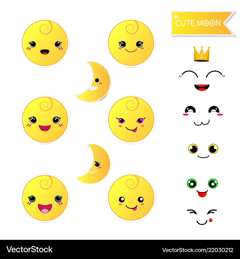 Cute happy moon with smiley face on white Vector Image