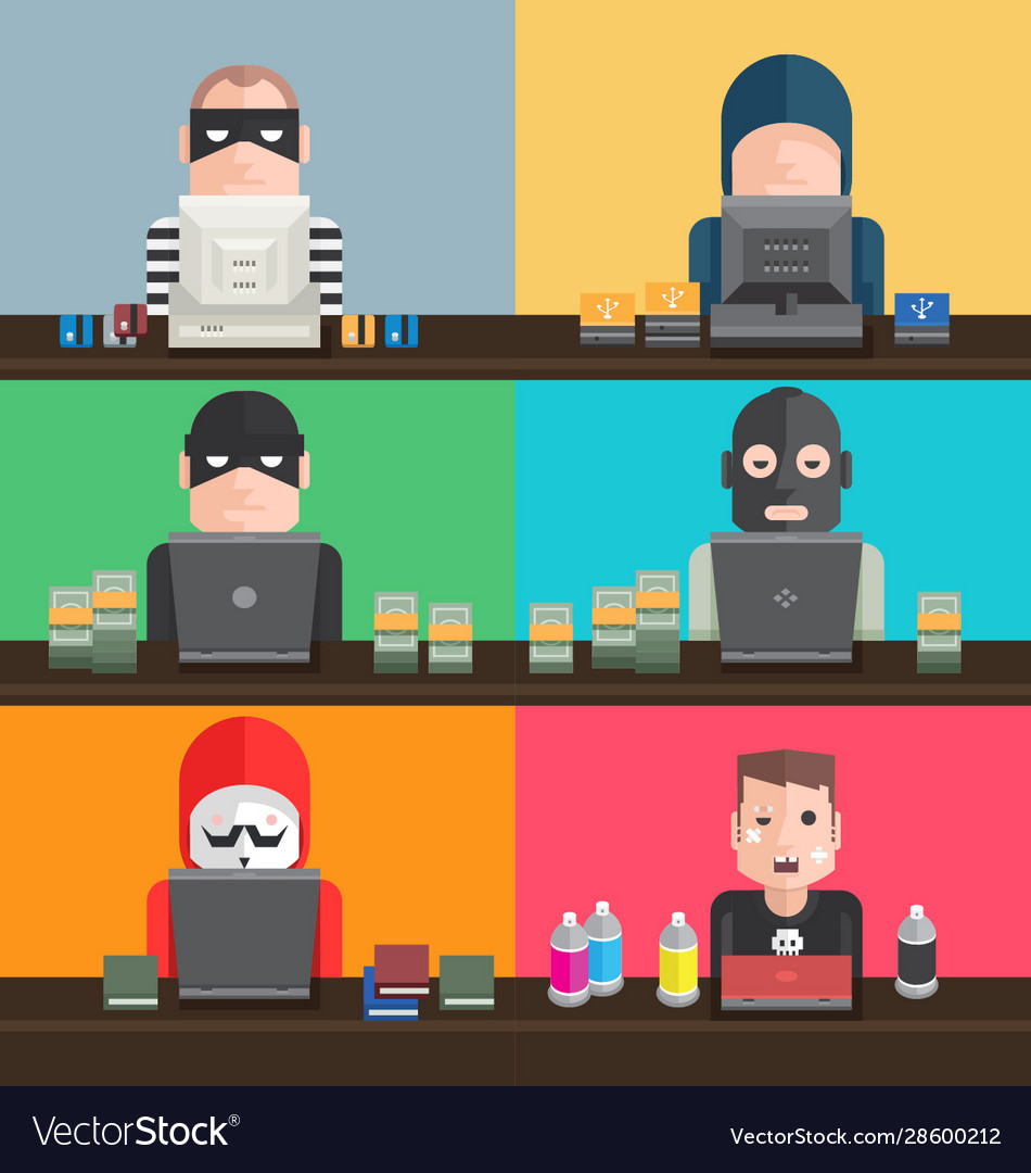 Hacker types Royalty Free Vector Image - VectorStock