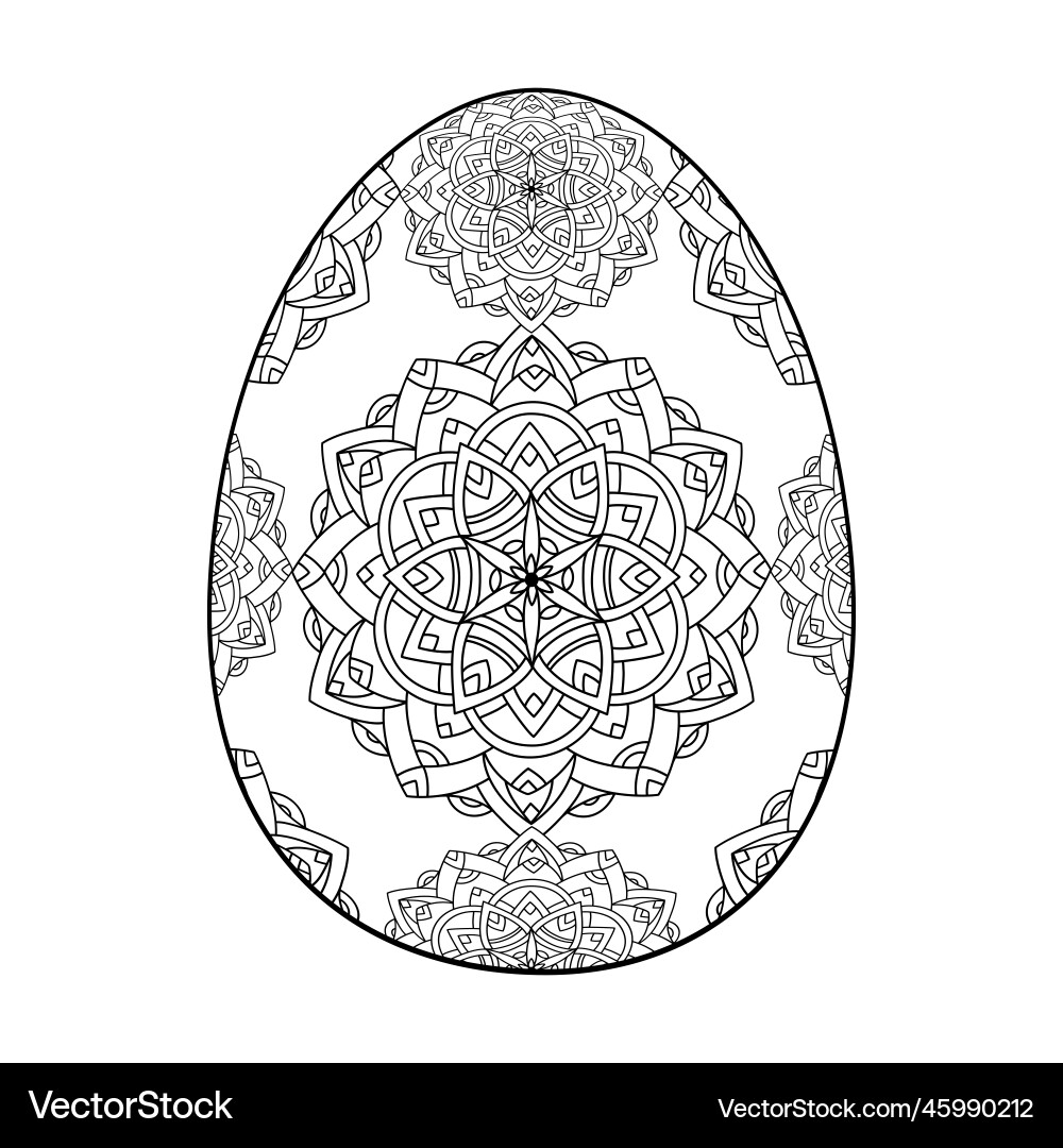 Hand drawn floral easter egg coloring book page Vector Image
