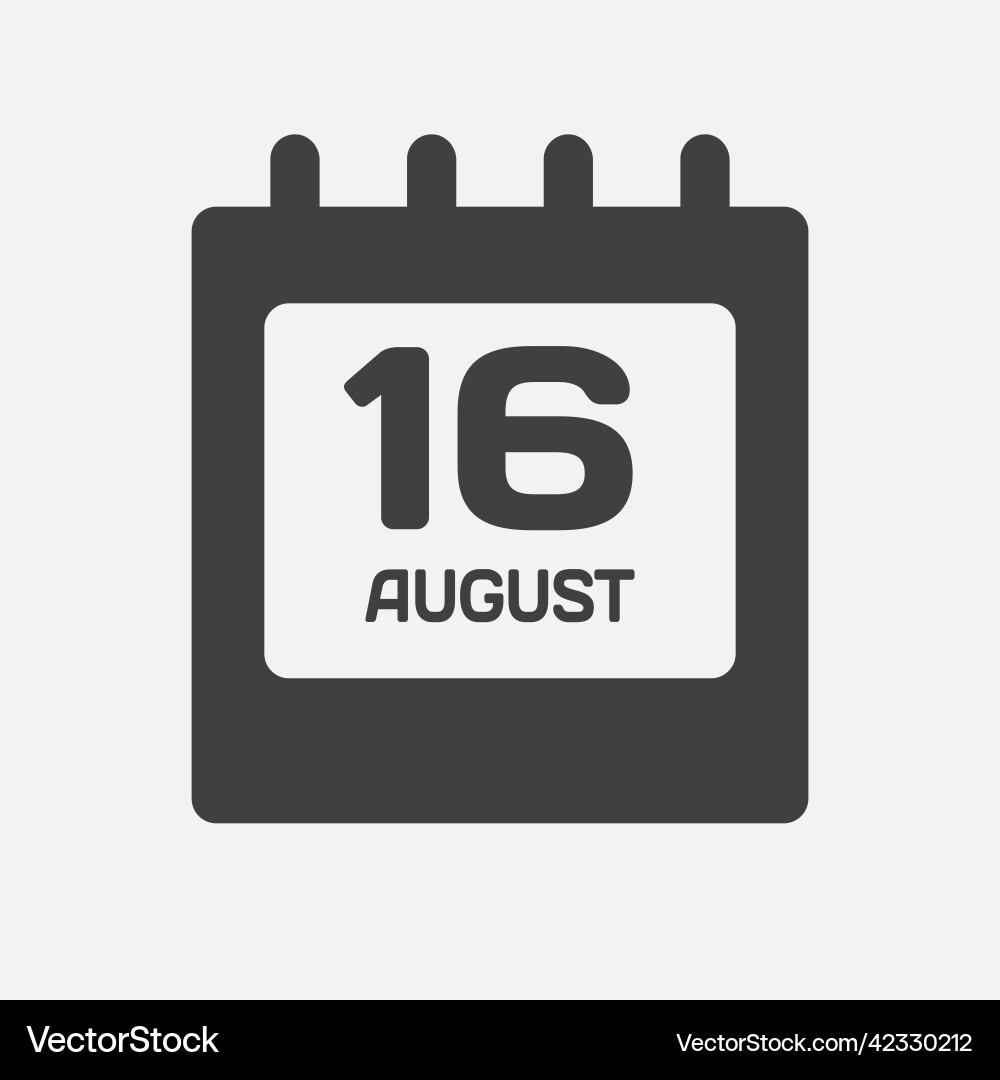 Icon day date 16 august template calendar page Vector Image