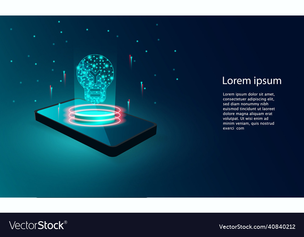 Lamp bulb on virtual interface technology Vector Image
