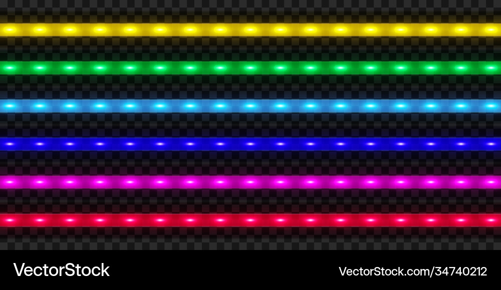 Led strip collection colorful glowing illuminated Vector Image