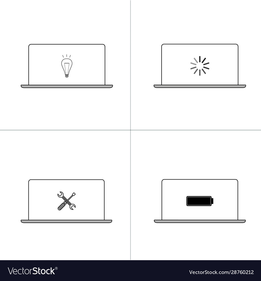 Line icon symbol set laptop screen concept Vector Image