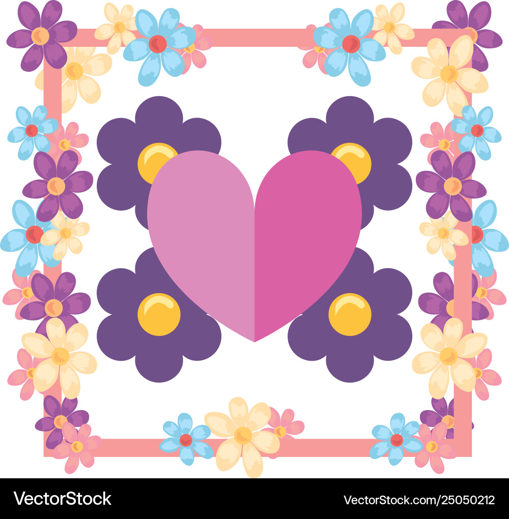 Love romantic heart flowers Royalty Free Vector Image