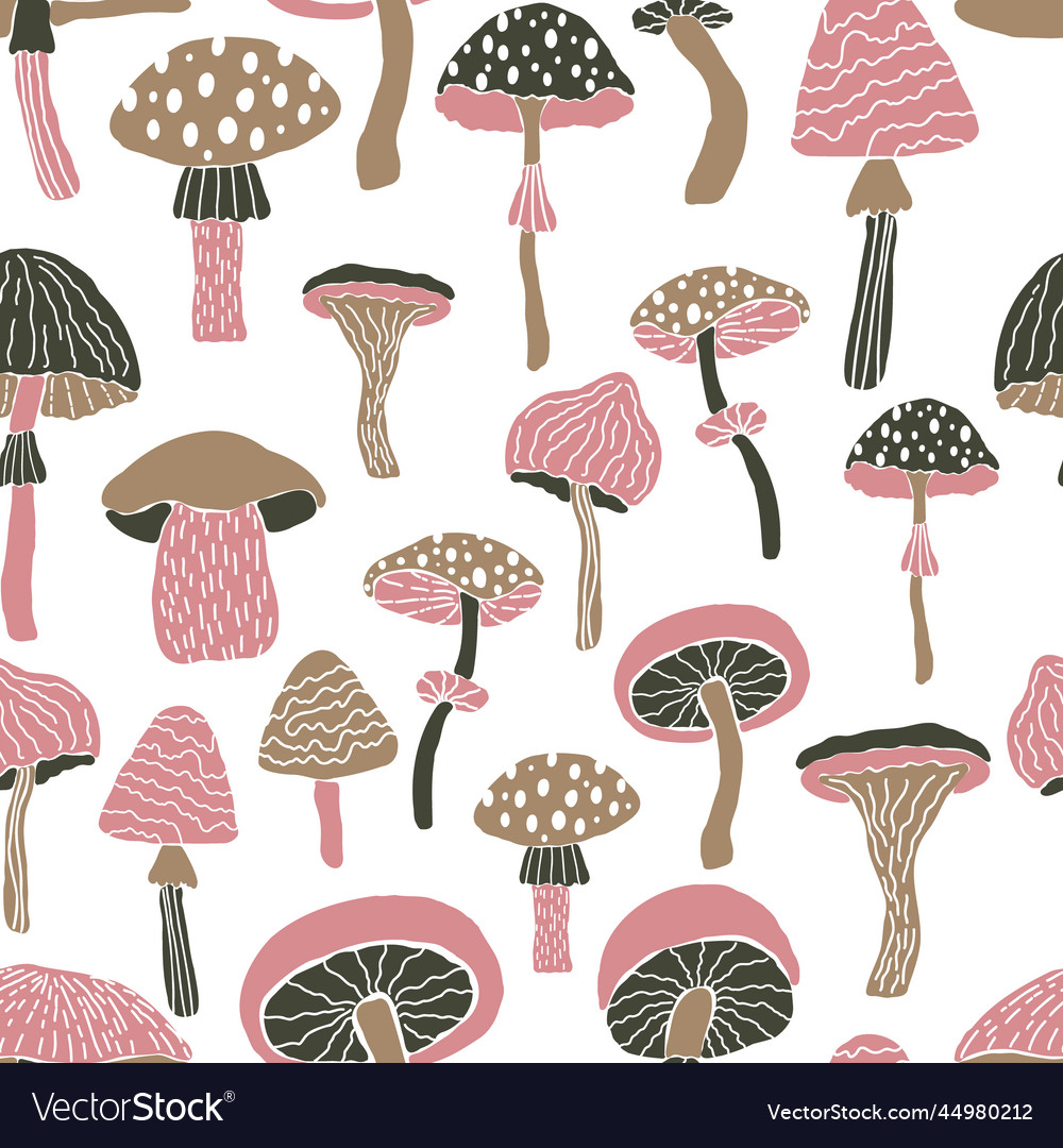 Mushroom seamless pattern Royalty Free Vector Image