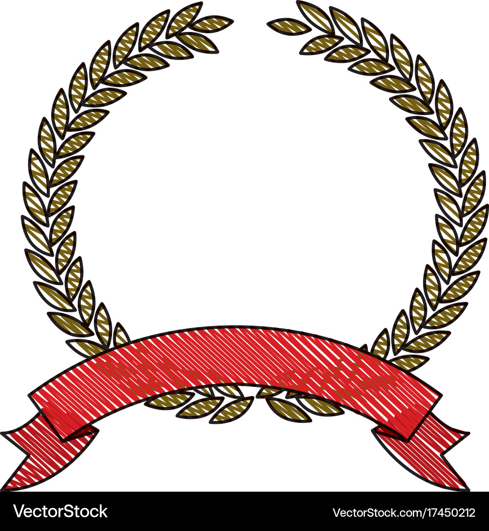 Olive branch crown with ribbon on bottom colored Vector Image