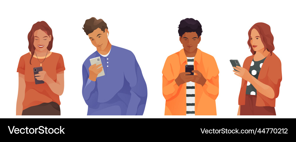 People use mobile phone icons set Royalty Free Vector Image