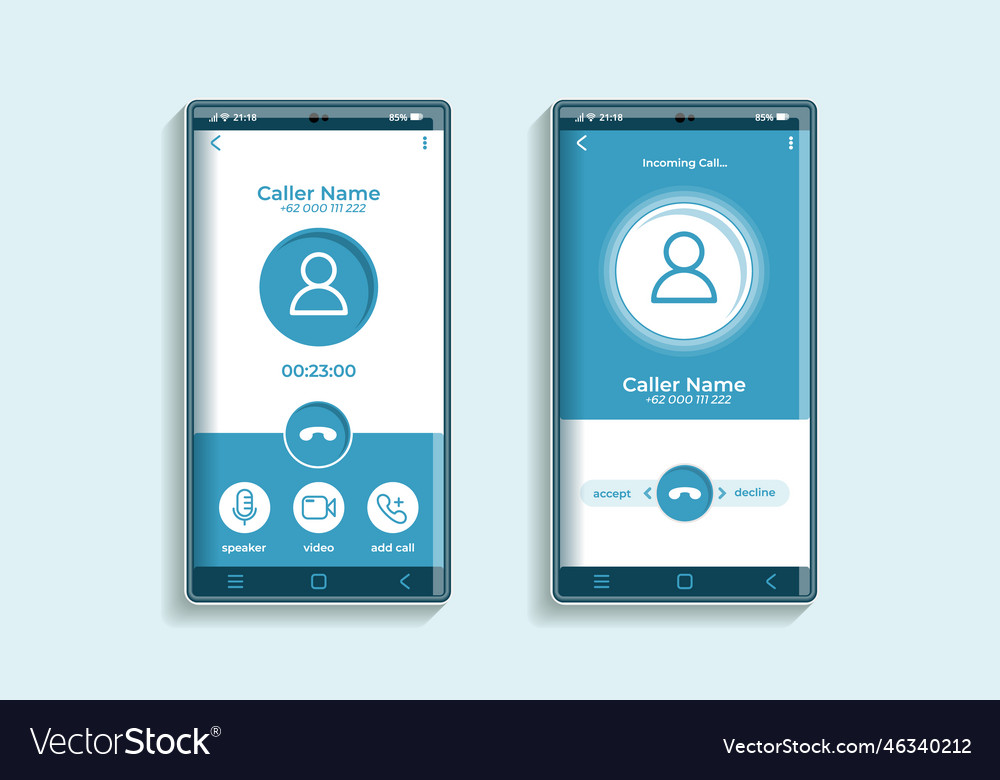 Phone call screen interface Royalty Free Vector Image
