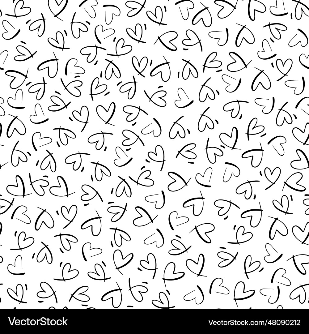 Seamless monochrome pattern with small hearts Vector Image