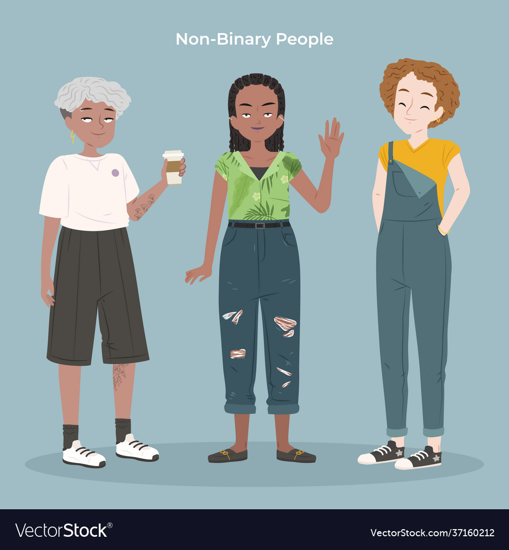 Set non-binary people Royalty Free Vector Image