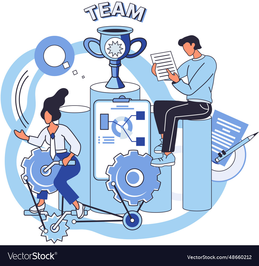 Team solving complex problems teamwork Royalty Free Vector