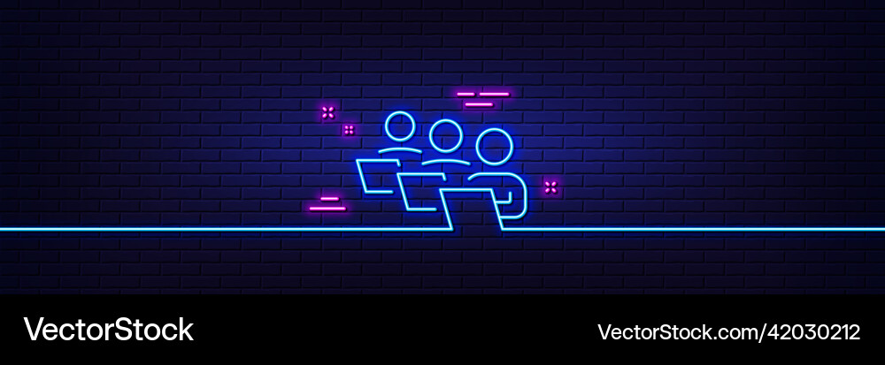 Teamwork line icon remote office sign neon light Vector Image