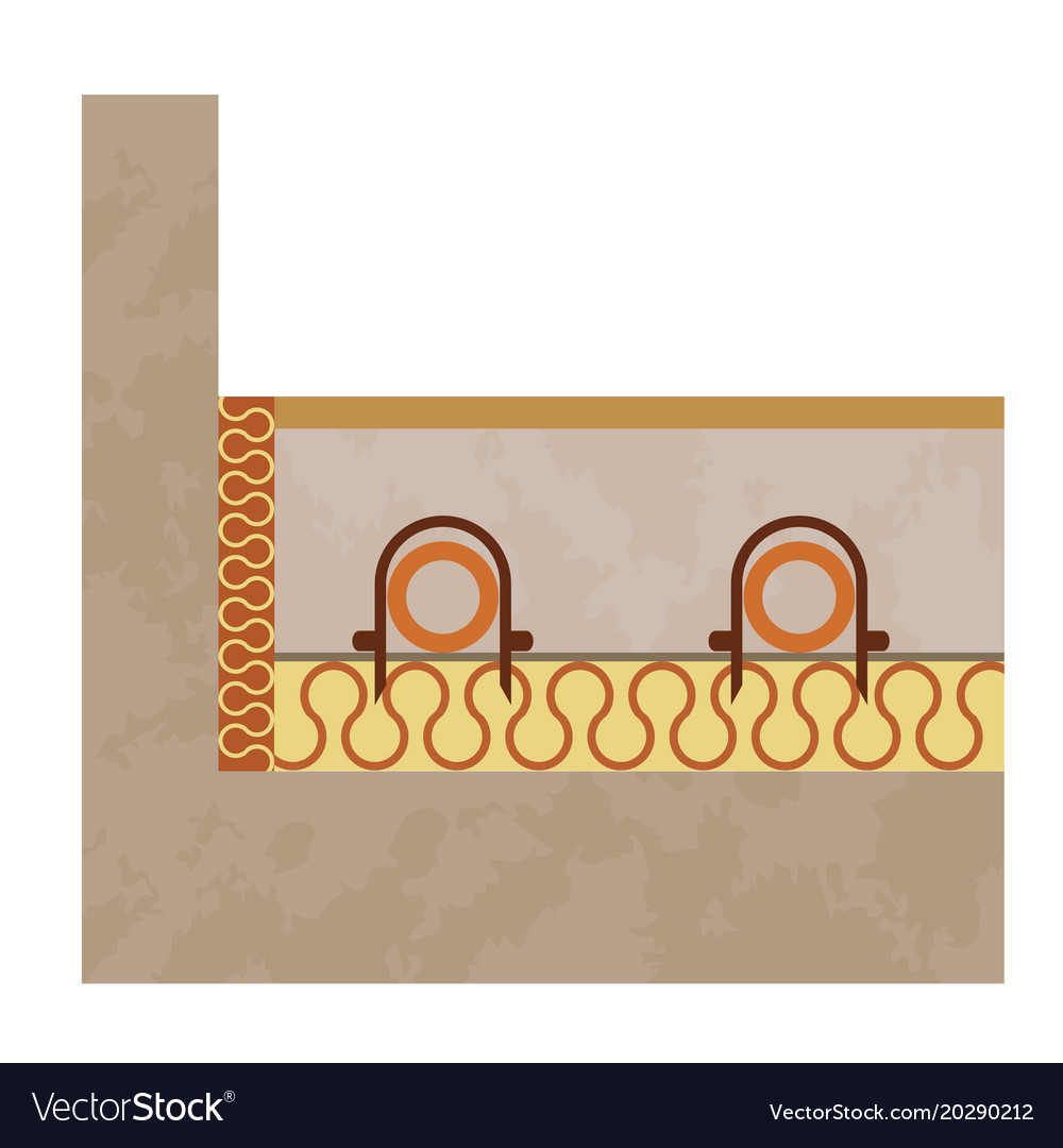Underfloor heating system installation model Vector Image