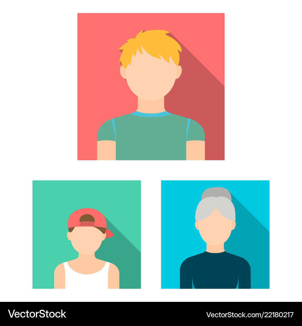 Avatar and face flat icons in set collection Vector Image