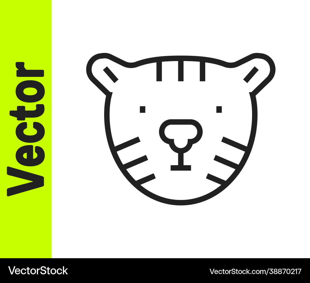 Black line tiger head icon isolated on white Vector Image