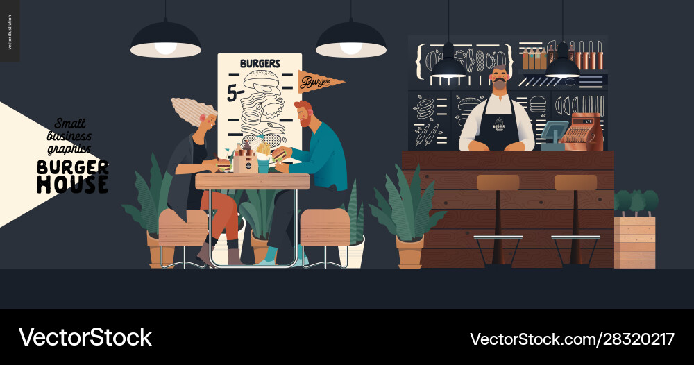 Burger house - small business graphics - visitors Vector Image