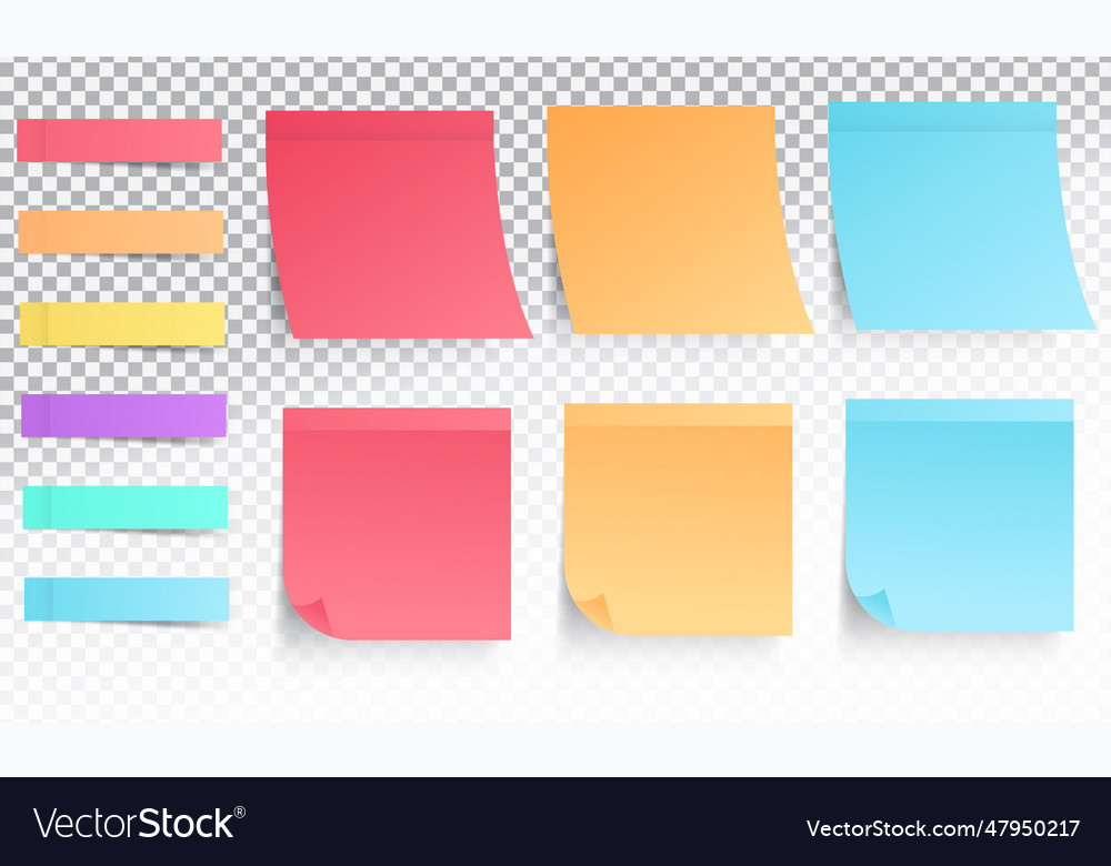 Collection of different colored sticky notes Vector Image