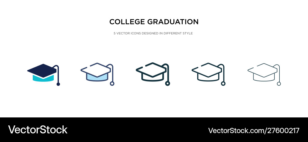 College graduation cap icon in different style Vector Image
