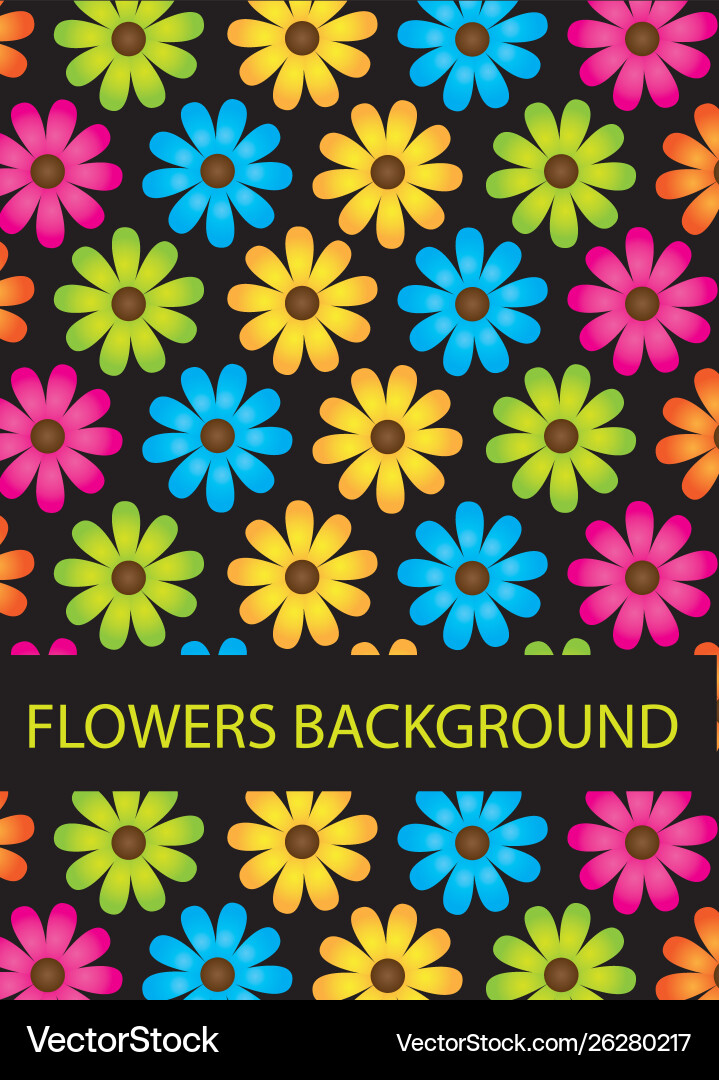 Colorful flowers isolated over black background Vector Image