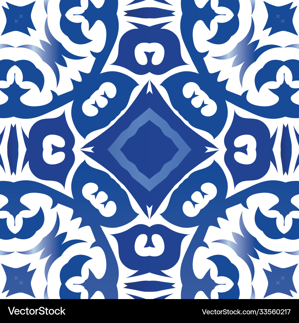 Ethnic ceramic tile in portuguese azulejo Vector Image