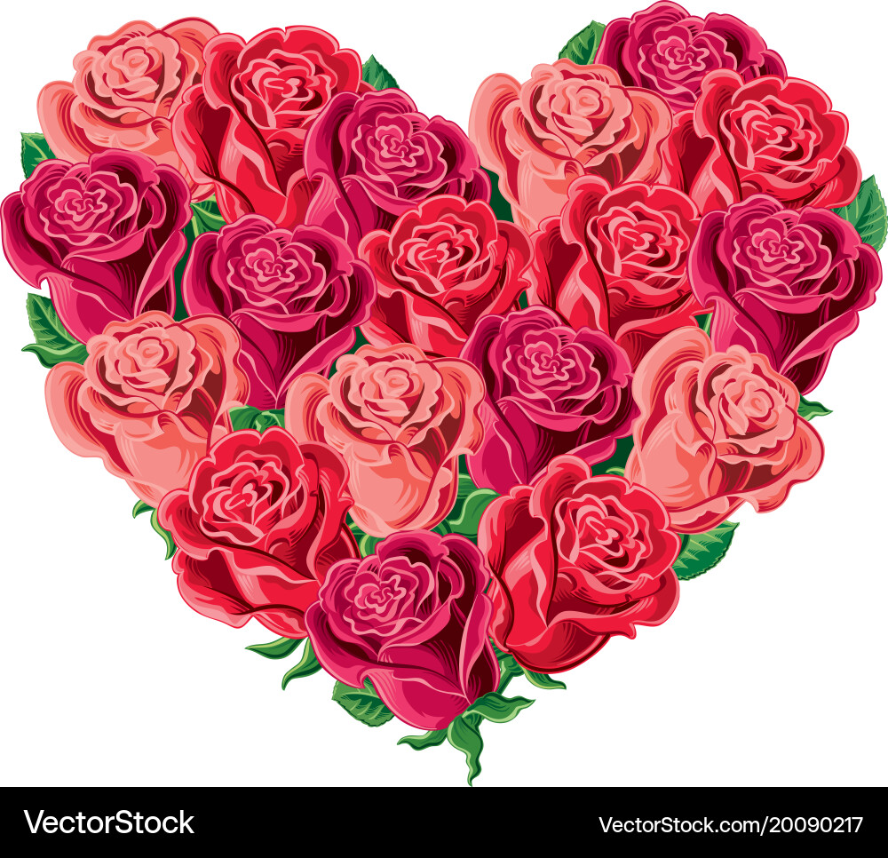 Heart of blooming roses Royalty Free Vector Image