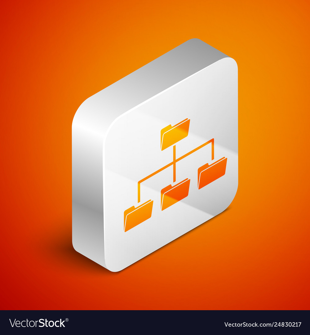 Isometric folder tree icon isolated on orange Vector Image