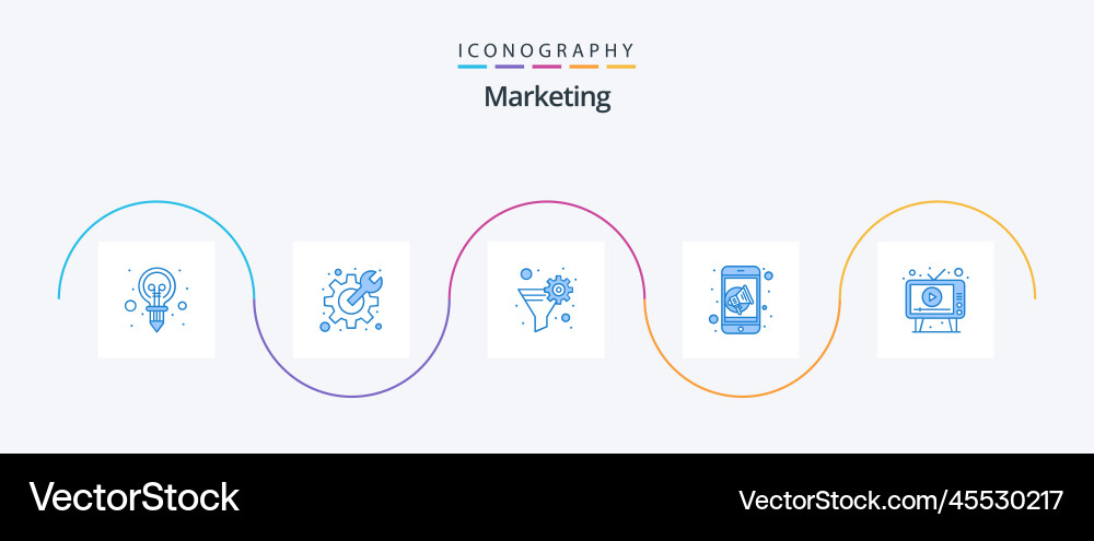 Marketing blue 5 icon pack including advertising Vector Image