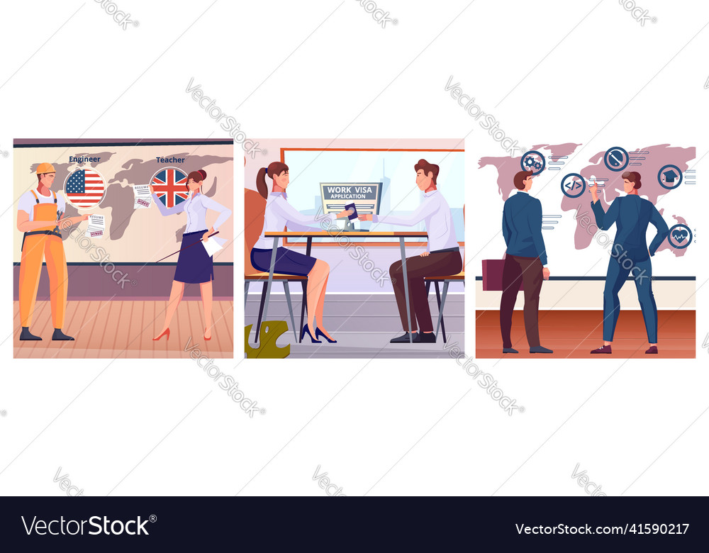 Migrant workers set Royalty Free Vector Image - VectorStock