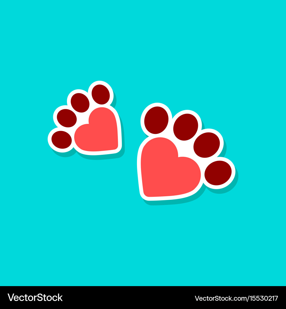 Paper sticker on stylish background cat tracks Vector Image