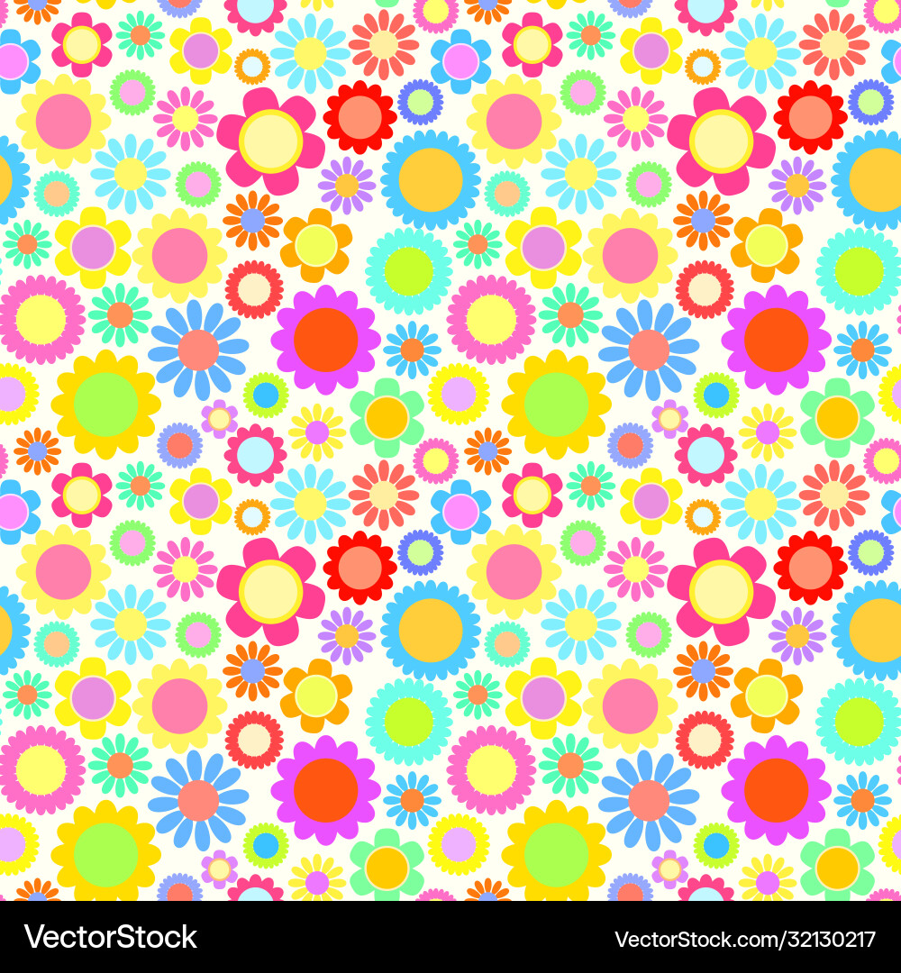 Positive bright colorful flowers simple style Vector Image