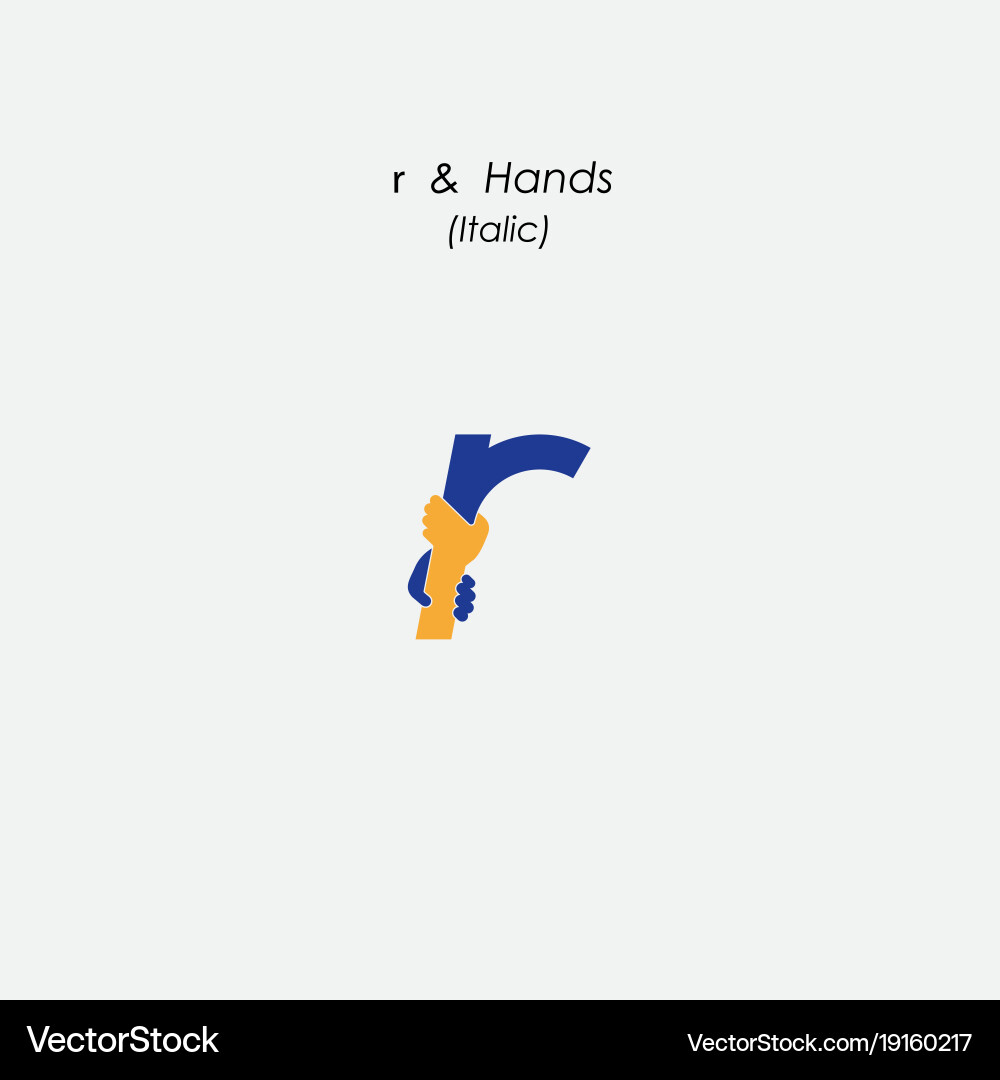 R - letter abstract icon amp hands logo design Vector Image