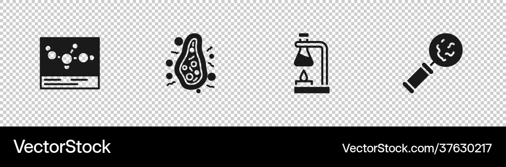 Set chemical formula bacteria test tube flask Vector Image