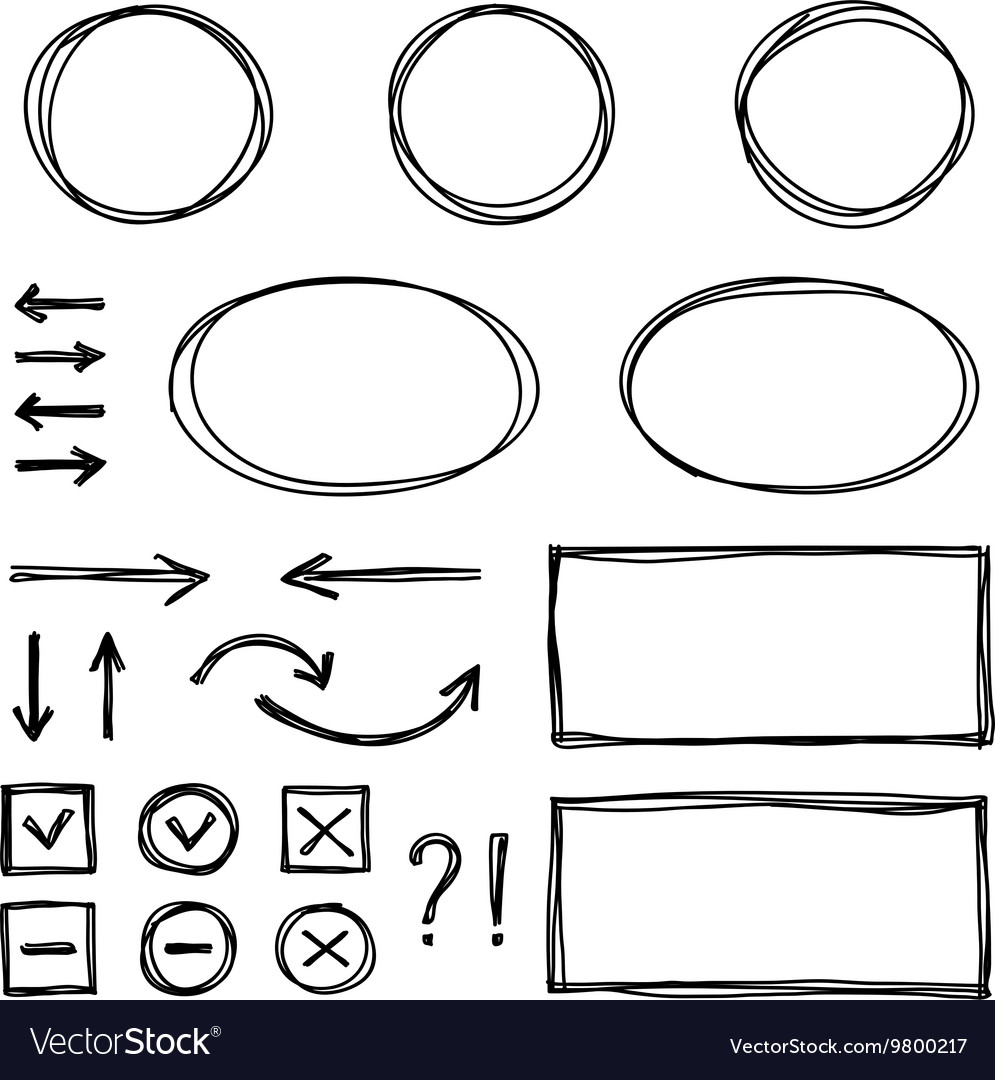 Set hand drawn elements for selecting text Vector Image