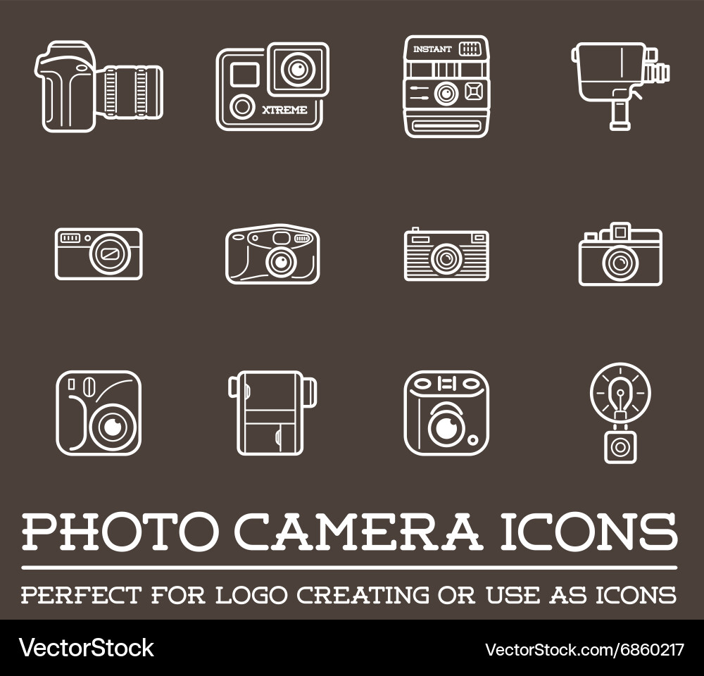 Set of photo or camera elements and video Vector Image