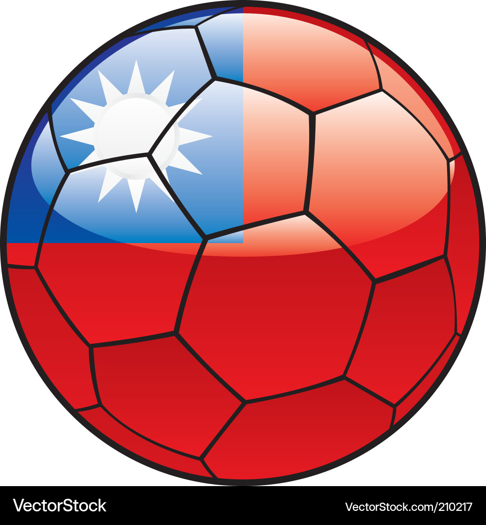 Taiwan flag on soccer ball Royalty Free Vector Image