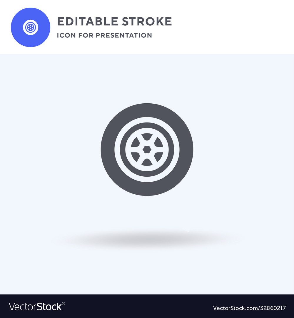Wheel icon filled flat sign solid Royalty Free Vector Image